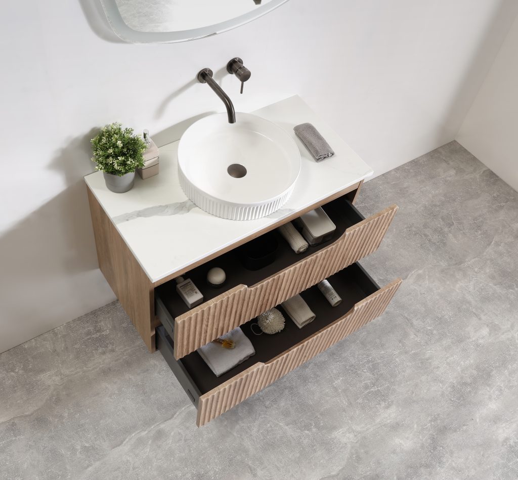 Chicago 750 Wall Hung Vanity - Tasmania Oak - The Bathroom Outlet