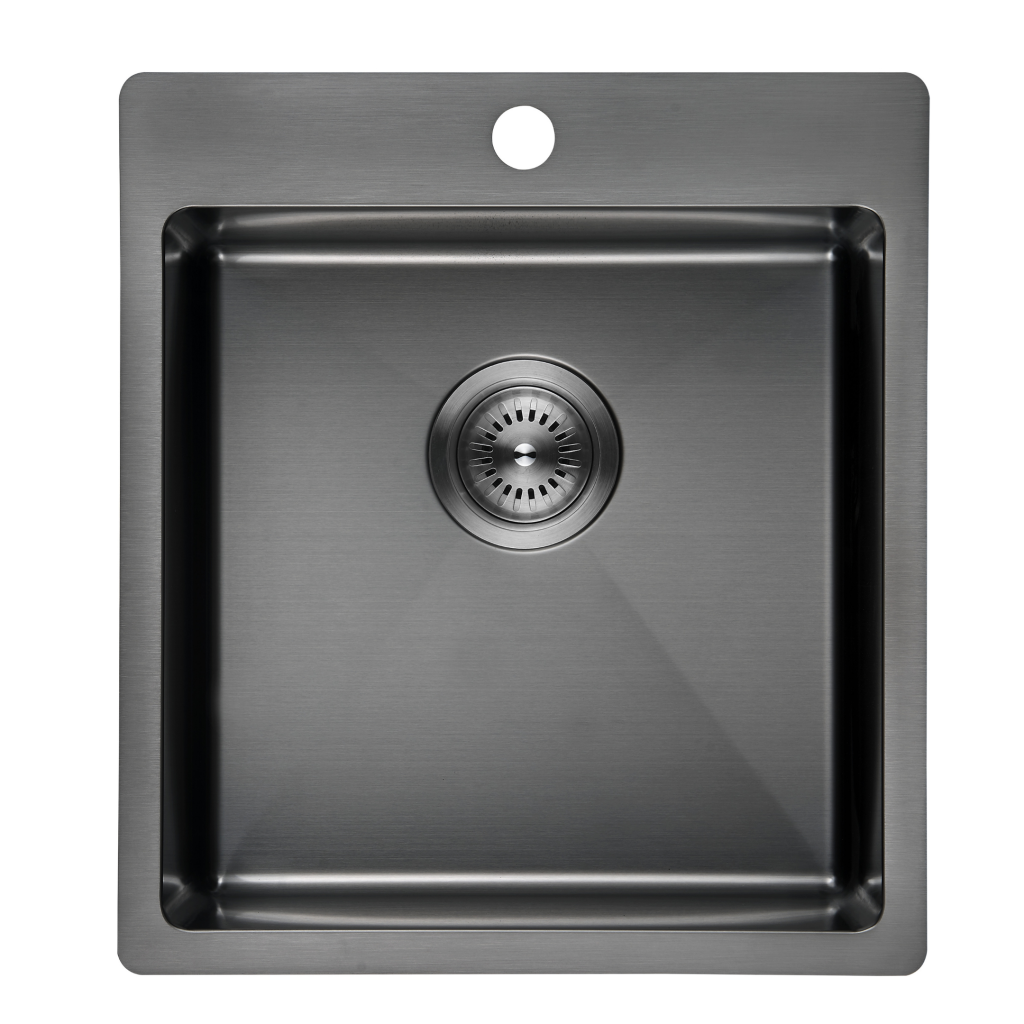 Zetra 450 x 500mm Gun Metal Sink – Single Bowl With Taphole Landing ...